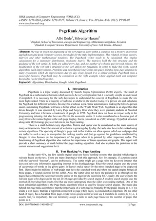 PageRank Algorithm | PDF