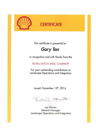 Shell Oustanding 2014 - Gary Tan | PDF