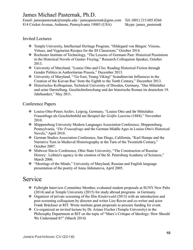 CV- James Pasternak (2016) | PDF