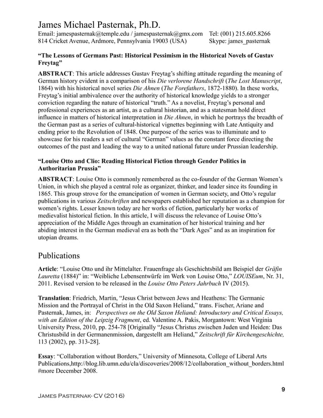 CV- James Pasternak (2016) | PDF