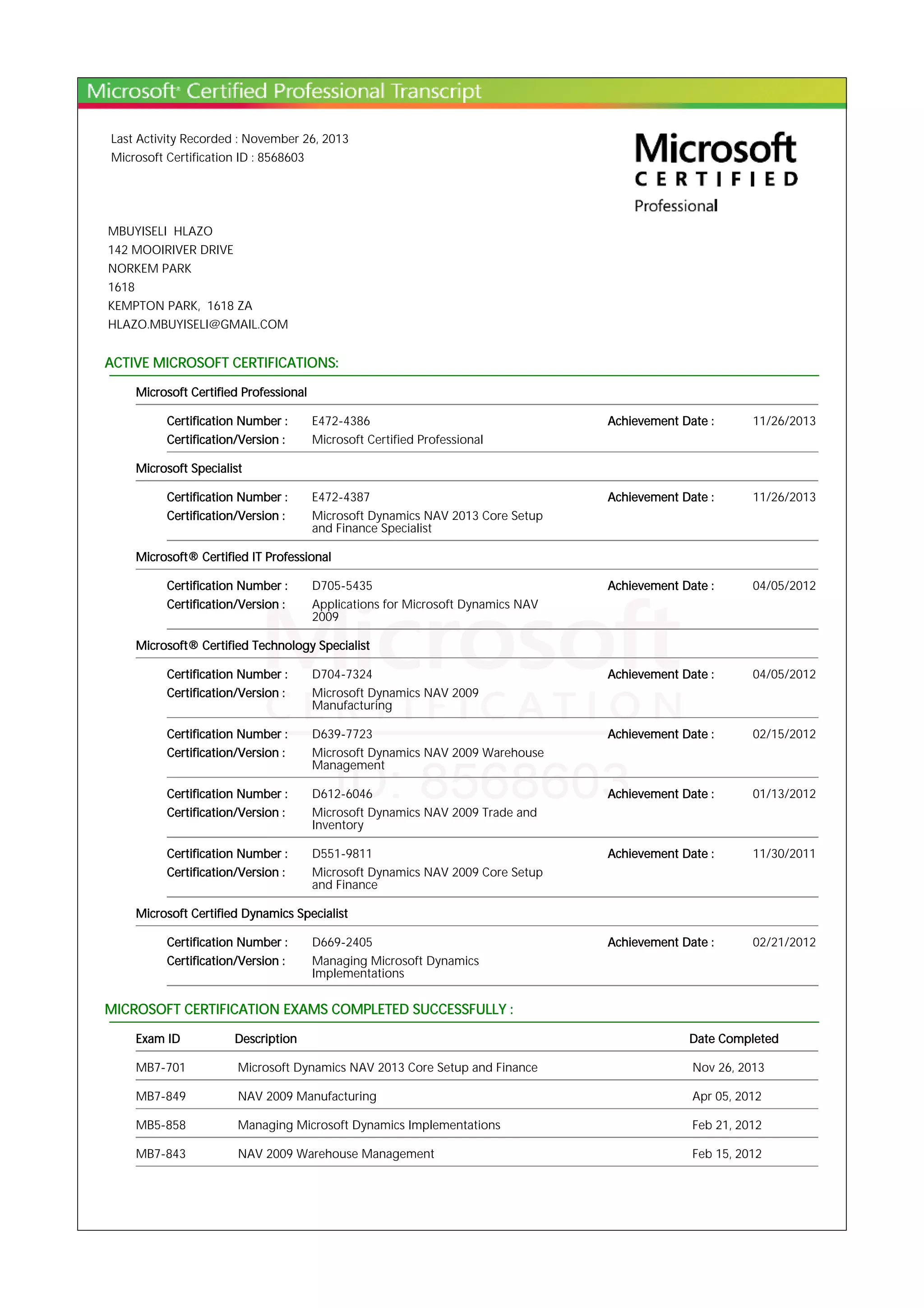 MS_Learning_Transcript | PDF