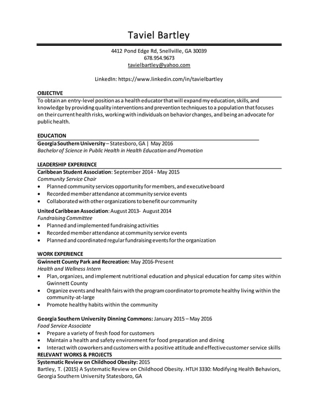 Taviel Bartley Resume - Copy (Updated) | PDF