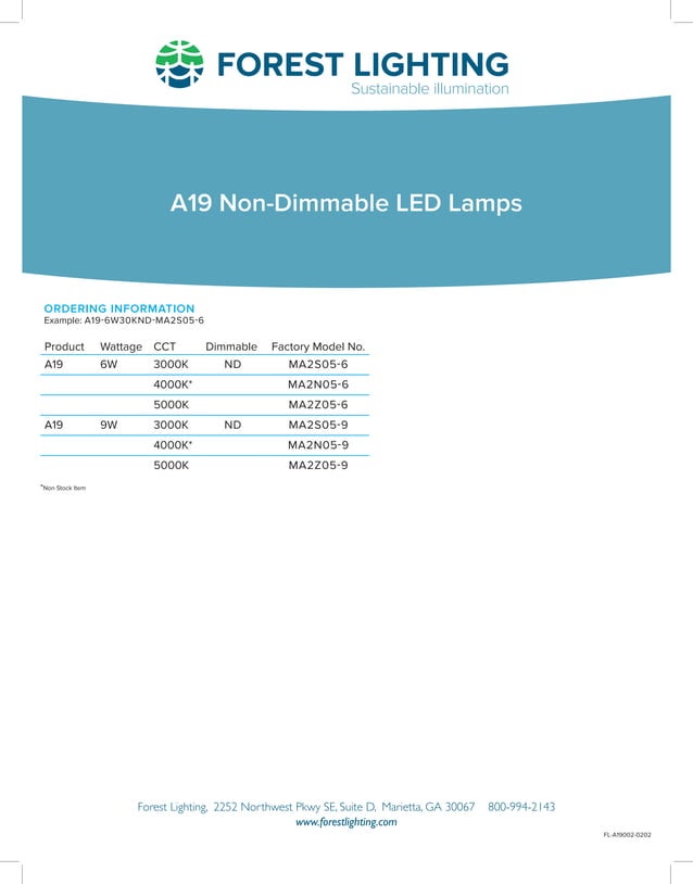 A19 Dimmable LED Lamps - Complete Specification | PDF