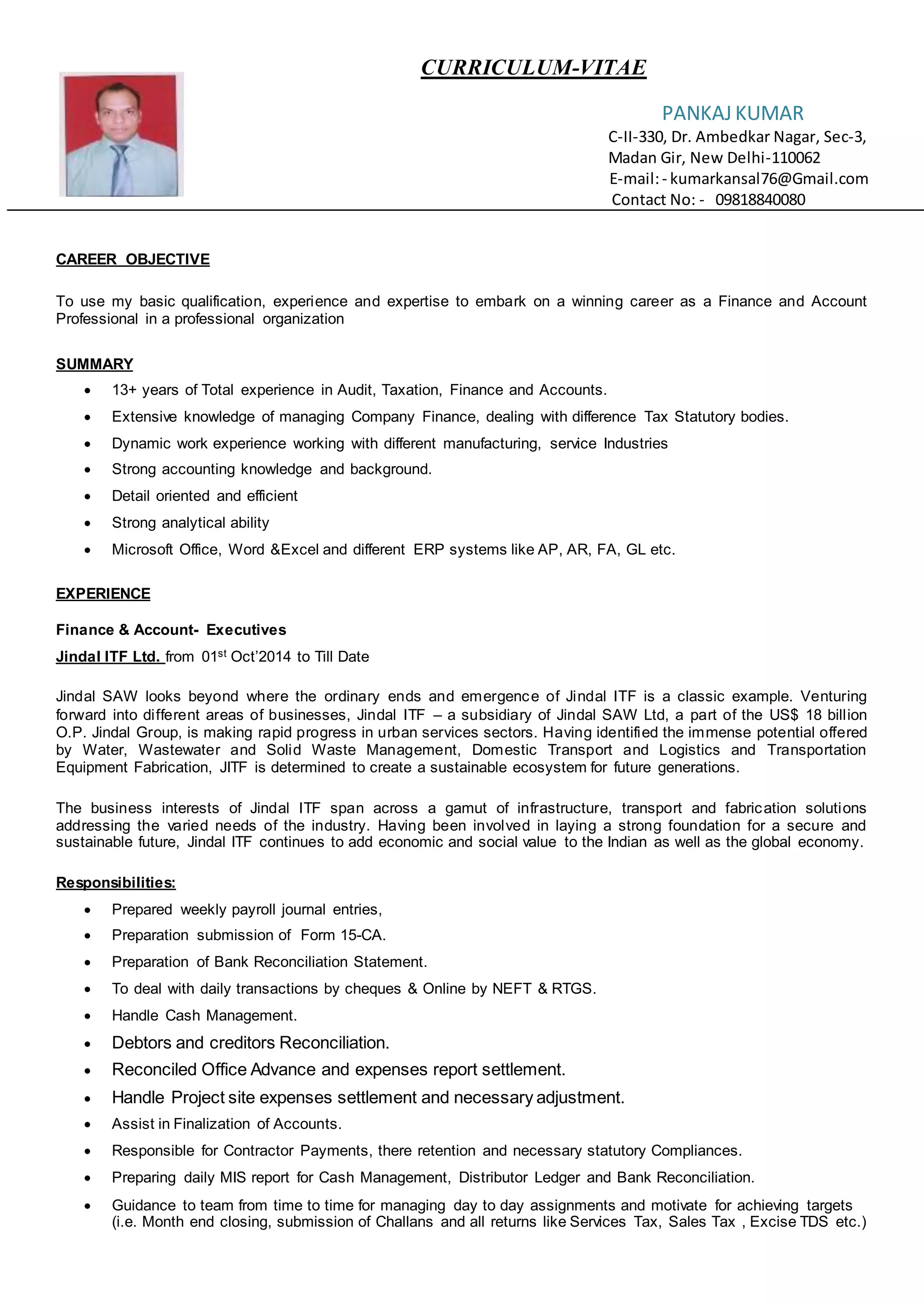 PANKAJ KUMAR-CV -new-1 | PDF | Free Download