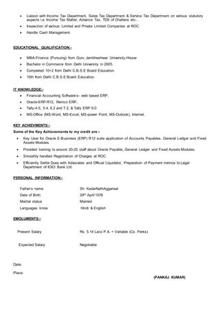 PANKAJ KUMAR-CV -new-1 | PDF