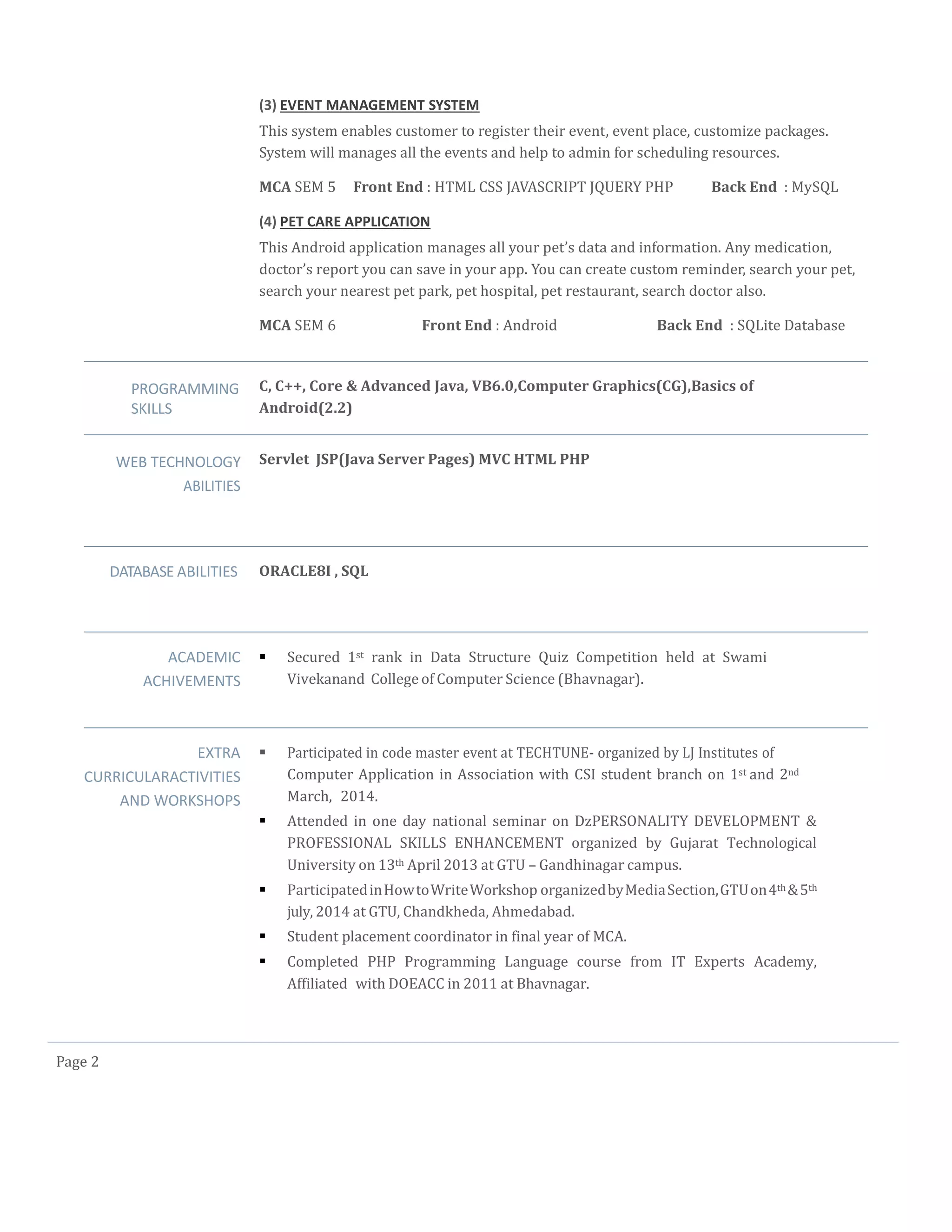 Resume_Bhavesh_Gauswami_MCA | PDF | Programming Languages | Computing