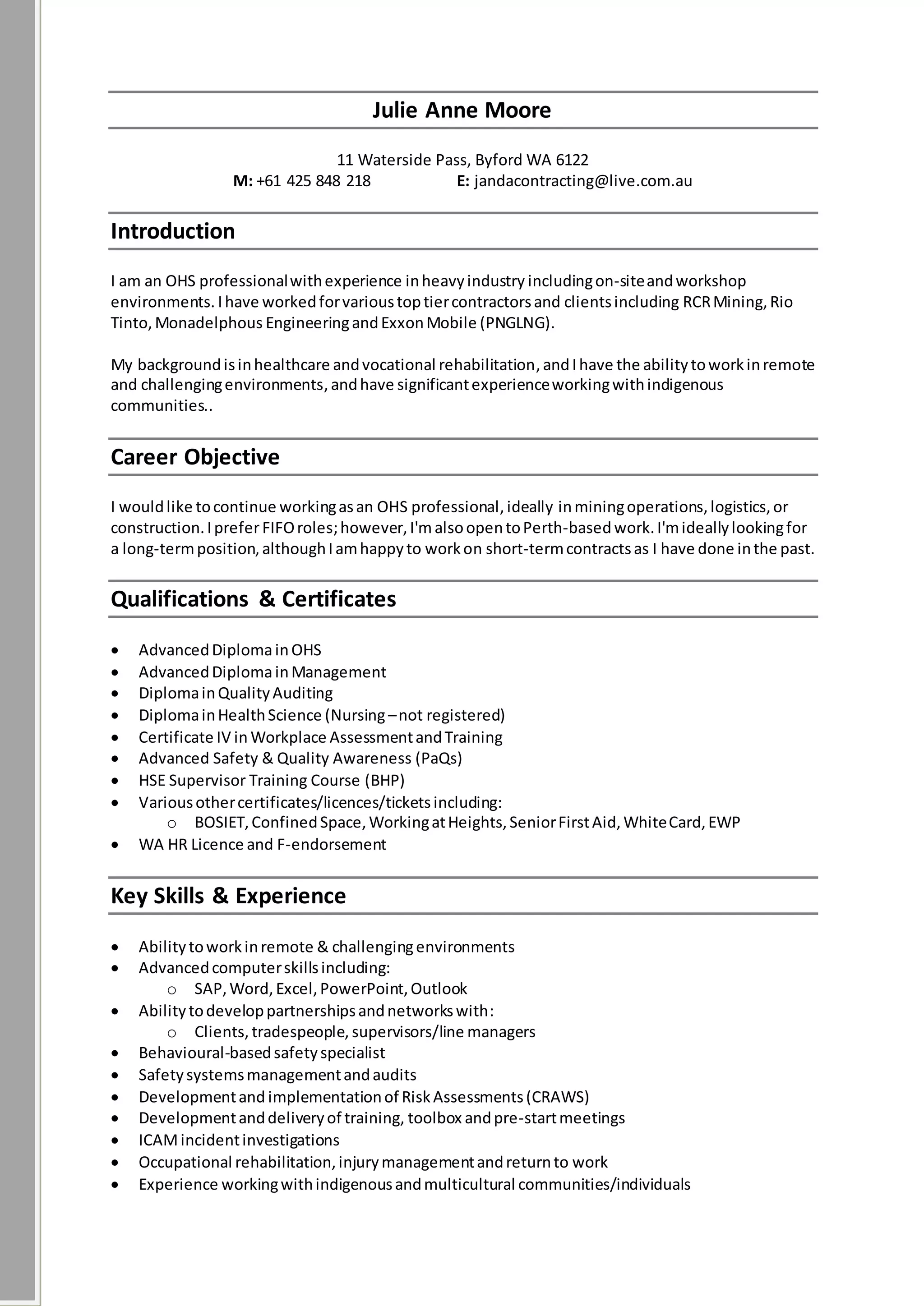 Julie Anne Moore - CV 2 | DOCX