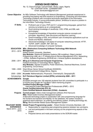David_Udensi_CV_1 | PDF