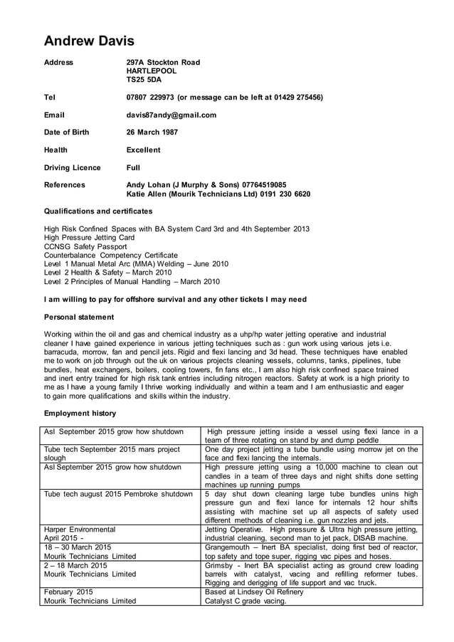 Andrew Davis CV | DOCX