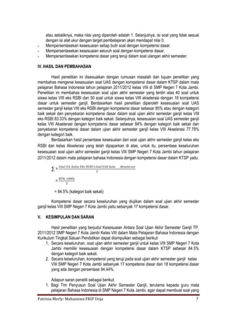 Artikel Ilmiah Kesesuaian Soal UAS | PDF