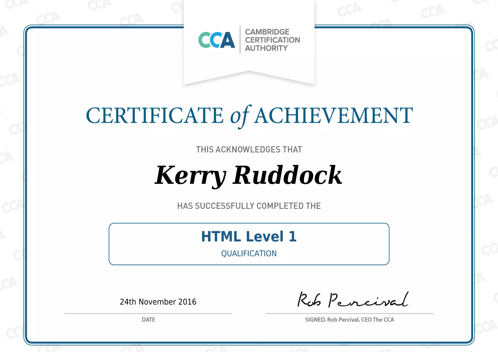 CCA-Certificate-HTML Level 1 | PDF