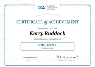 CCA-Certificate-HTML Level 1 | PDF