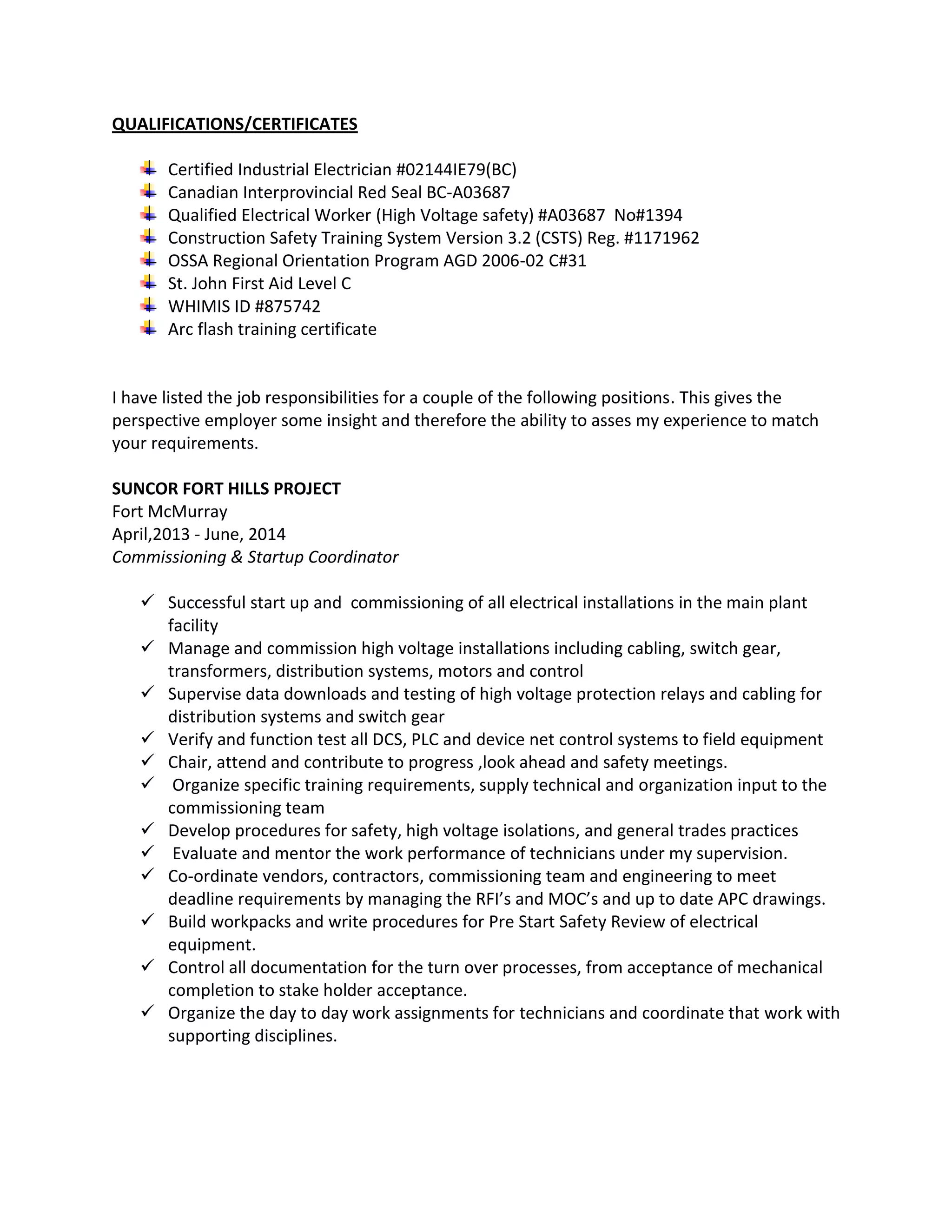 GARRY RESUME Red Seal industrial Electrician. | PDF