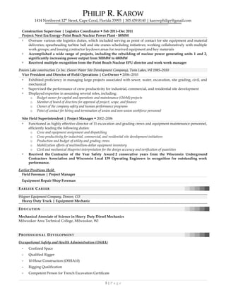 Philip Karow_FinalResumeJL | DOC | Civil Engineering Industry | Industries