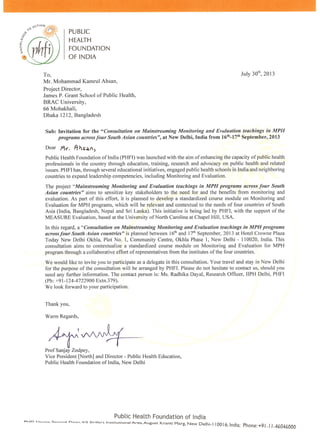 Consultation on Mainstreaming M&E teachings in MPH programs across four ...