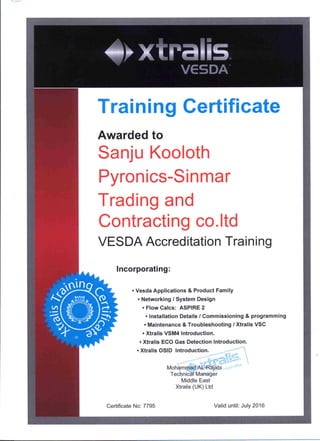 VESDA Certificate | PDF