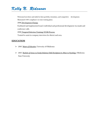 Resume- Kelly N. Ridenour | DOC