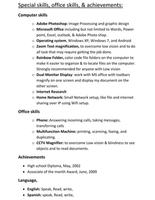 Special skills Highlights | PDF