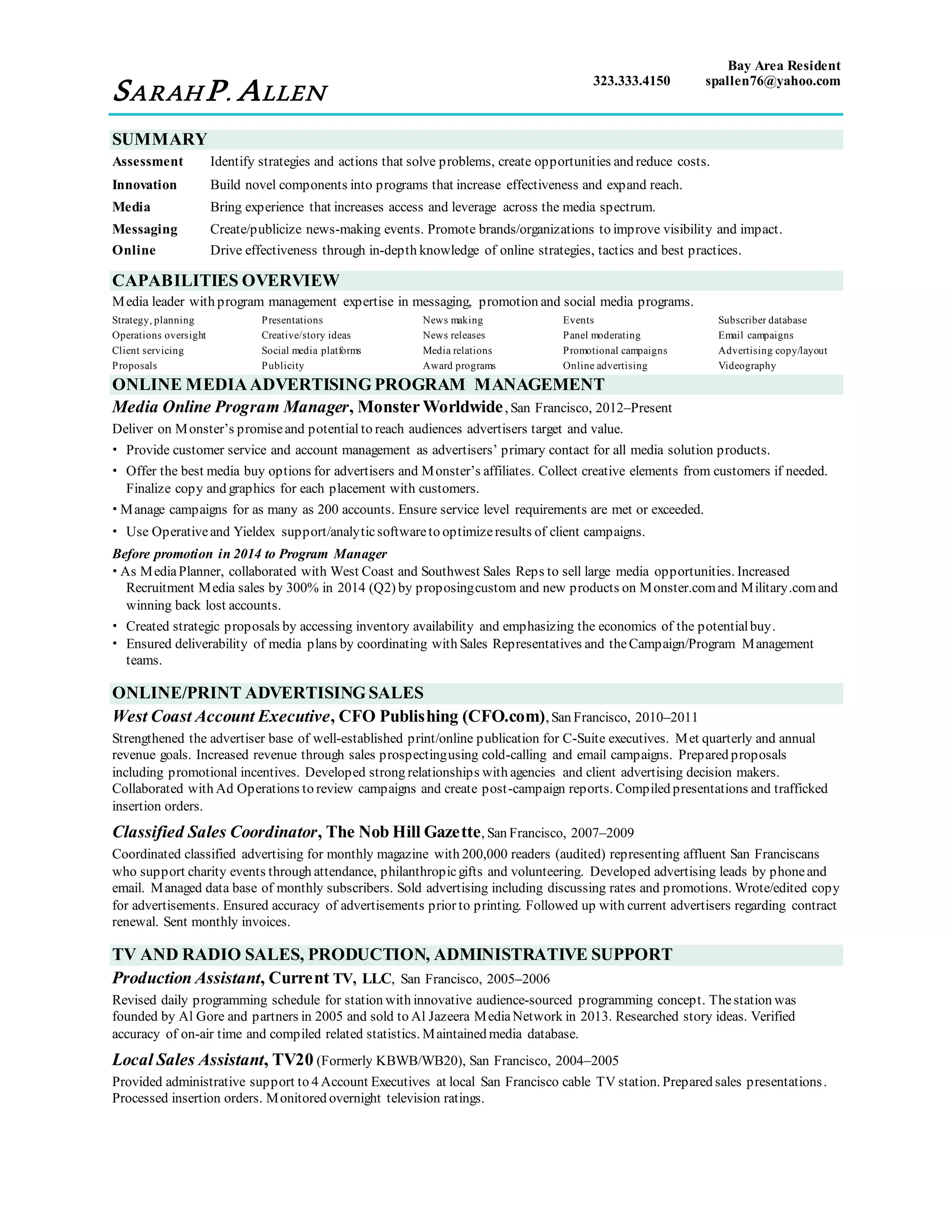 Sarah Allen 2015 Resume (2) | DOCX