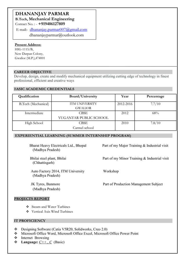 DHANANJAY RESUME | PDF