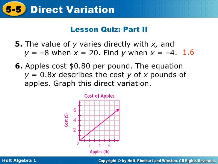 Chapter 5 Direct Variation
