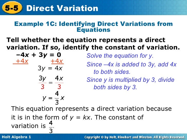 Chapter 5 Direct Variation