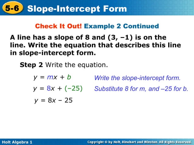 Chapter 5 Slope-Intercept Form | PPT