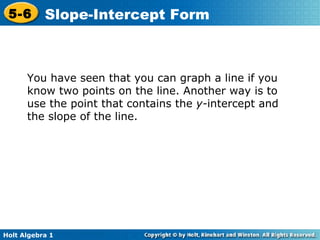 Chapter 5 Slope-Intercept Form | PPT