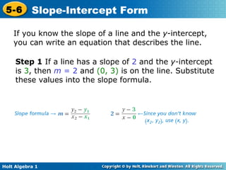 Chapter 5 Slope-Intercept Form | PPT