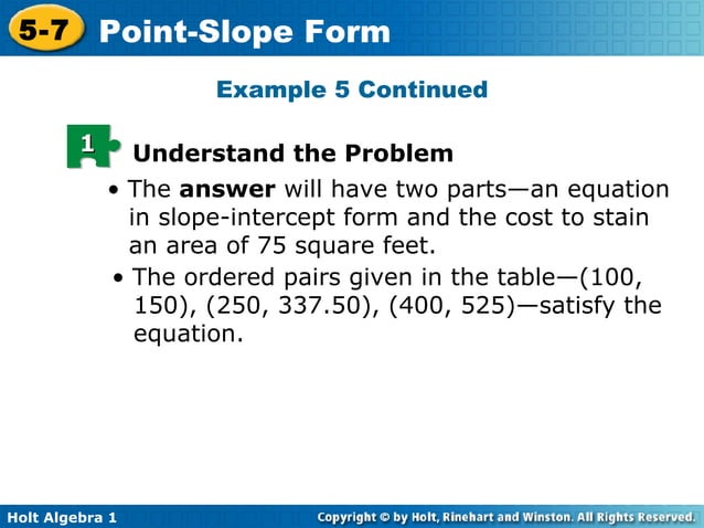 Chapter 5 Point Slope Form | PPT