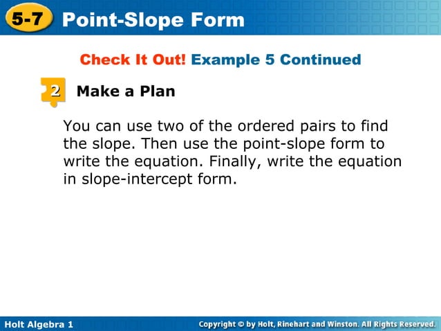 Chapter 5 Point Slope Form | PPT