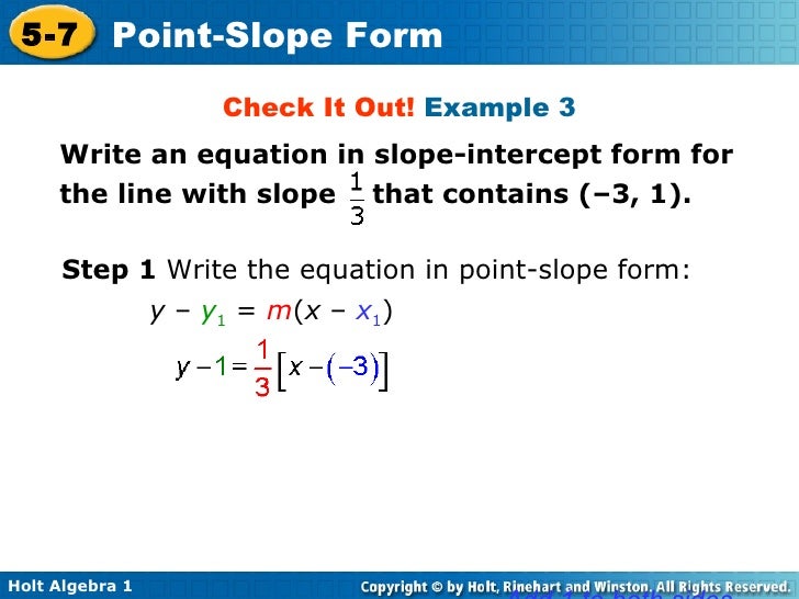 Chapter 5 Point Slope Form