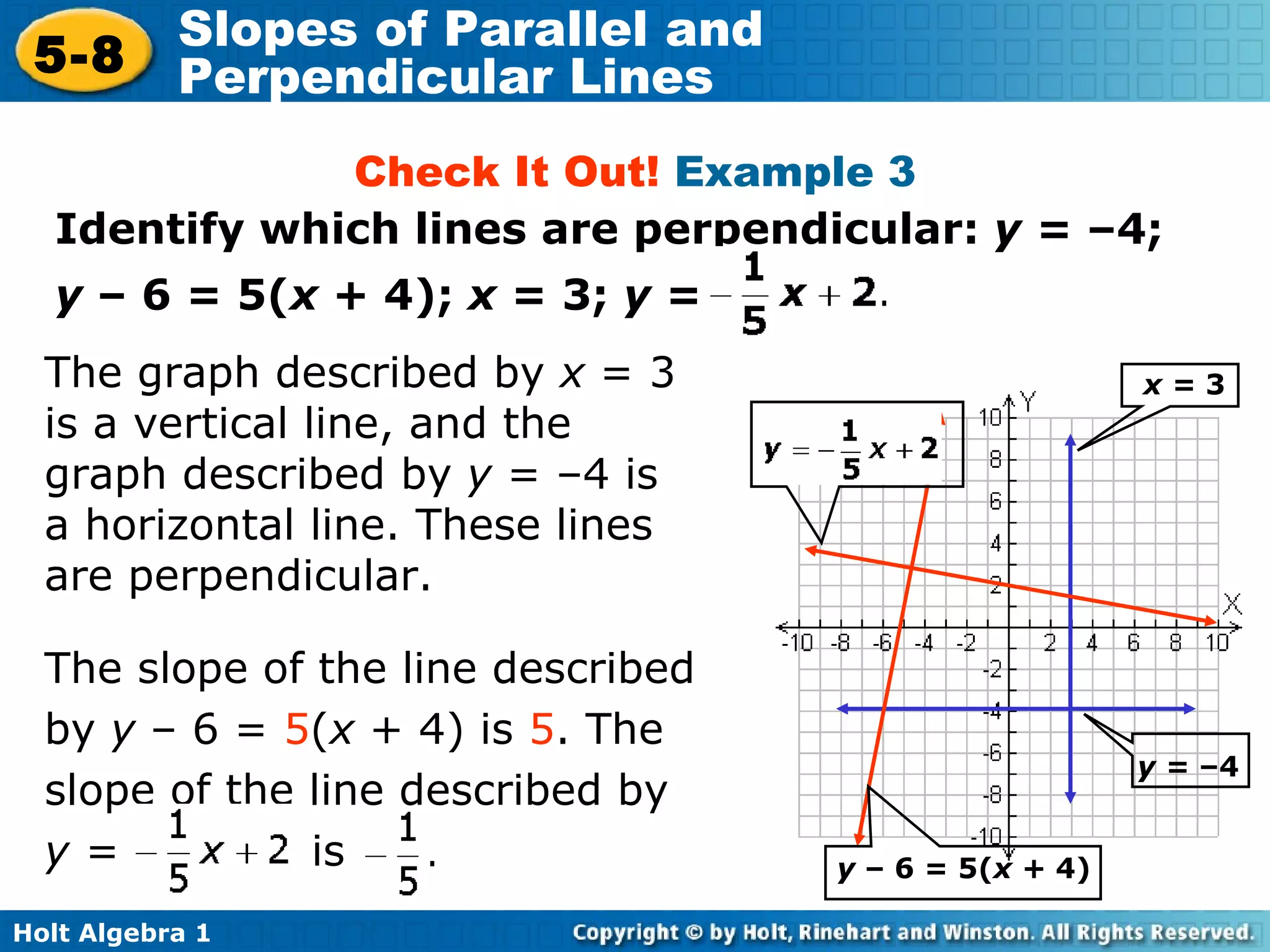 Chapter 5 Slopes of Parallel and Perpendicular Lines | PPT