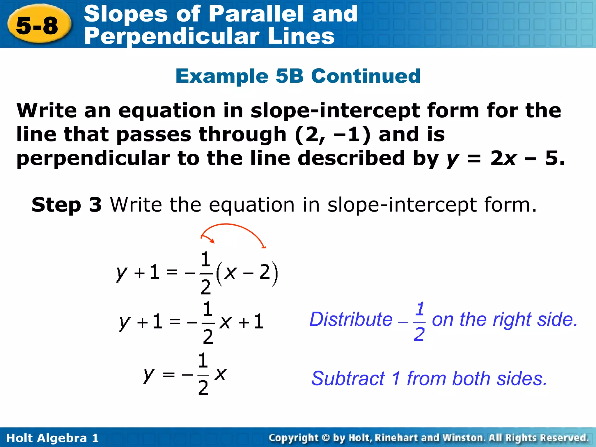 Chapter 5 Slopes of Parallel and Perpendicular Lines | PPT