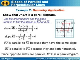 Chapter 5 Slopes of Parallel and Perpendicular Lines | PPT