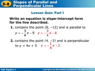 Chapter 5 Slopes of Parallel and Perpendicular Lines | PPT