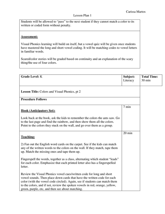 lesson plan literacy | PDF