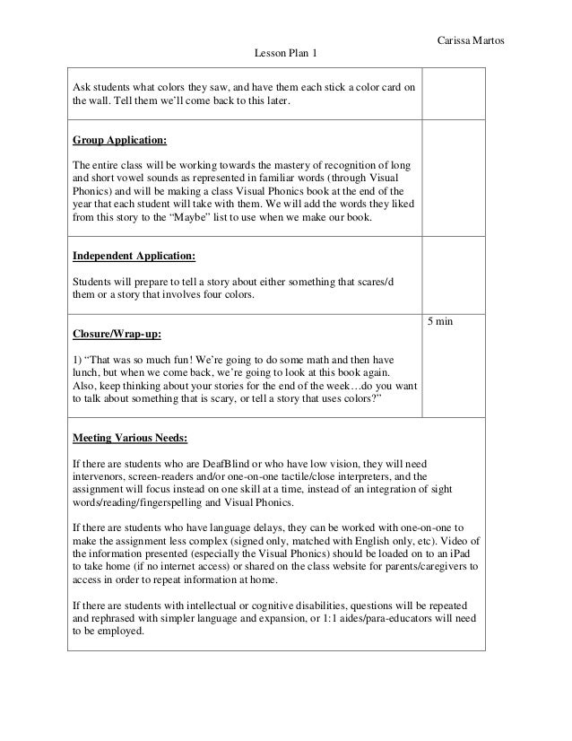 lesson plan literacy