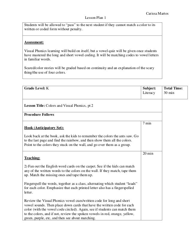 lesson plan literacy