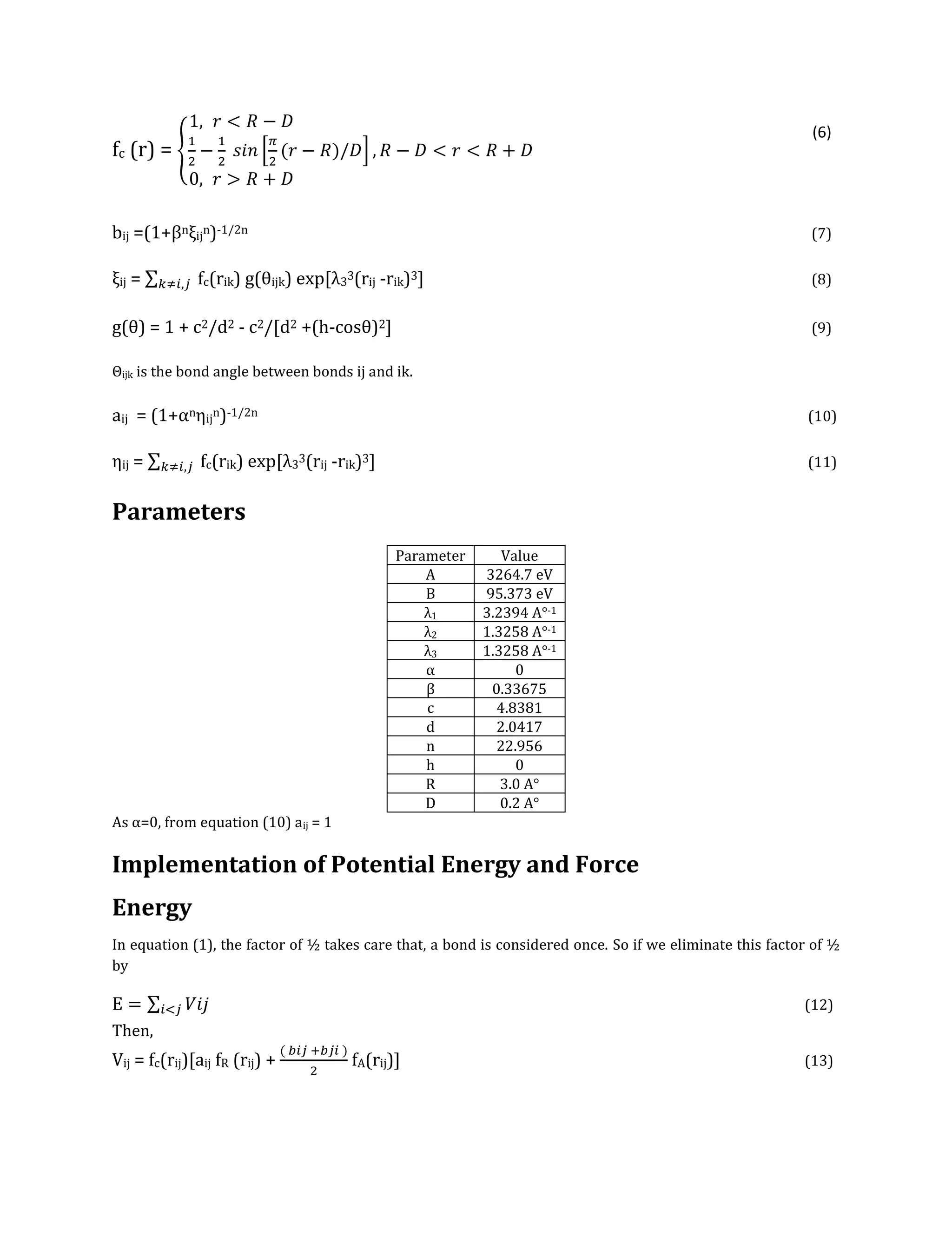 Tersoff Potential:Inter-atomic Potential for Semi-conductors | PDF