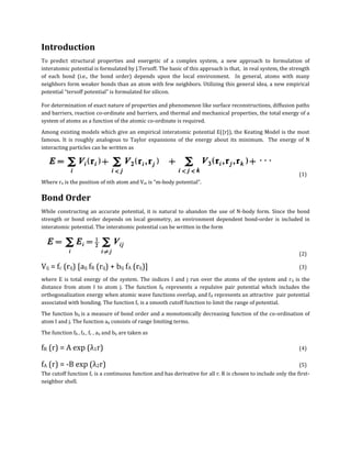 Tersoff Potential:Inter-atomic Potential for Semi-conductors | PDF | Chemistry | Science