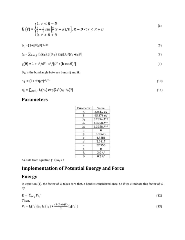 Tersoff Potential:Inter-atomic Potential for Semi-conductors | PDF