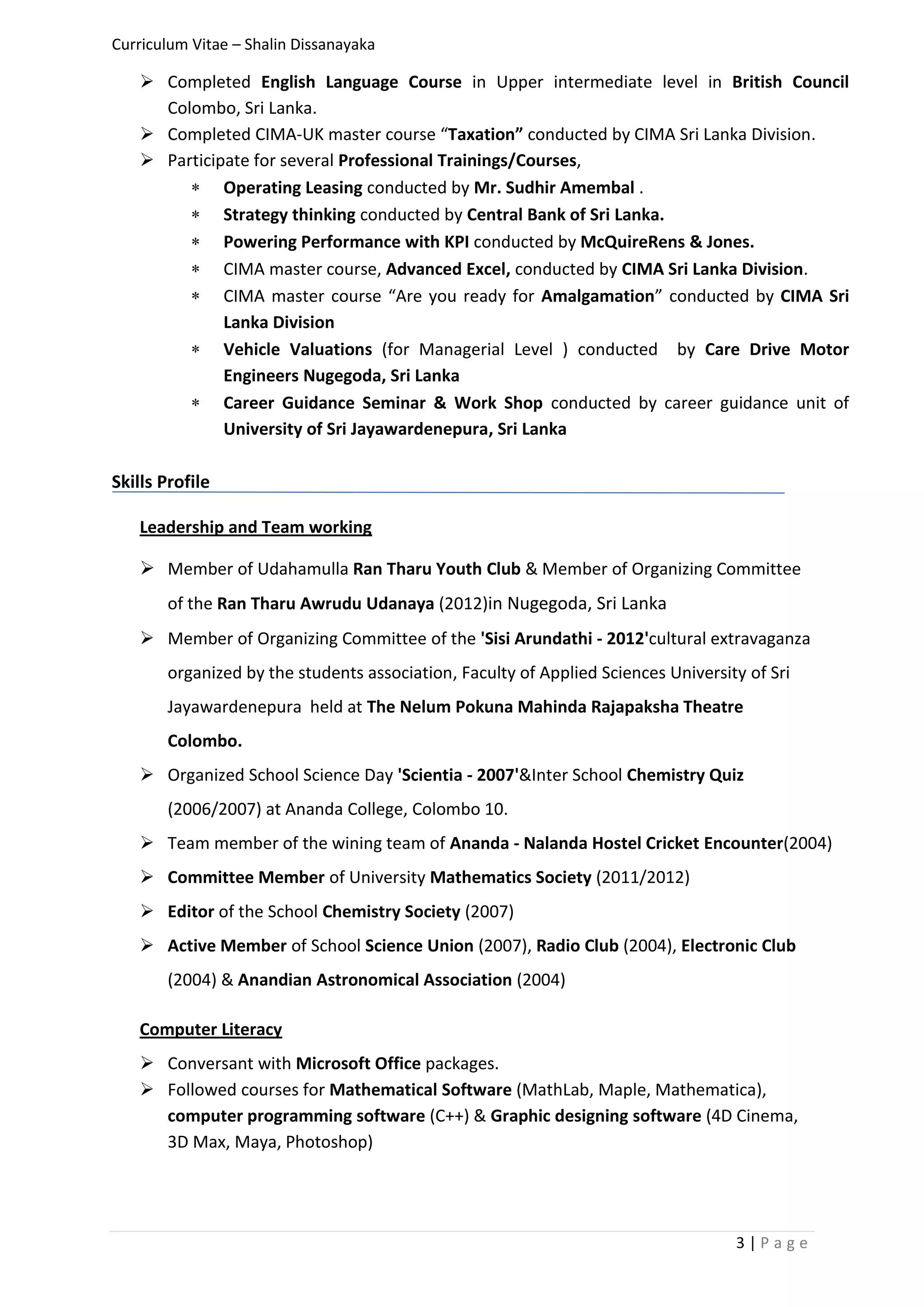 SDDissanayaka CV-updated | PDF