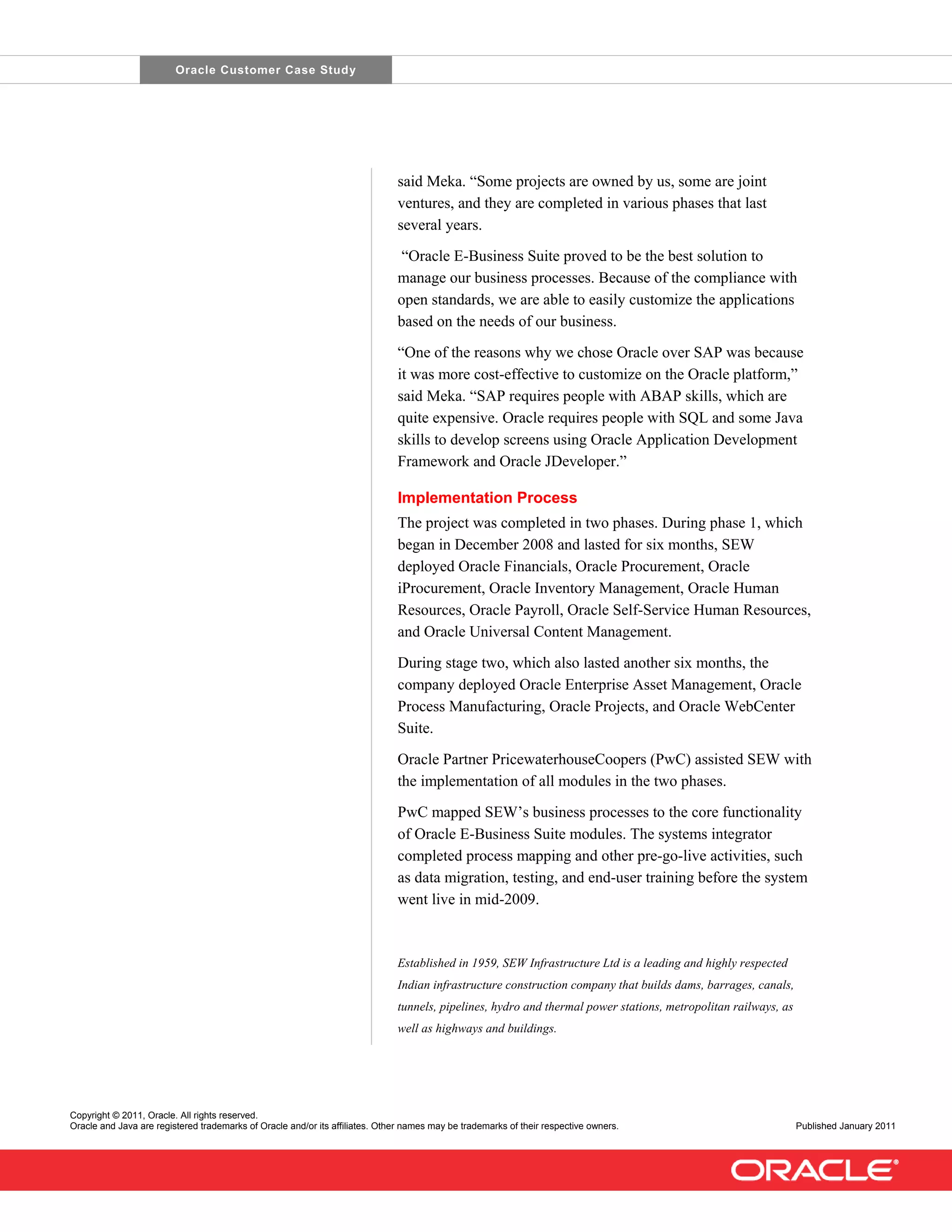 SEW Oracle ebs-case-study | PDF