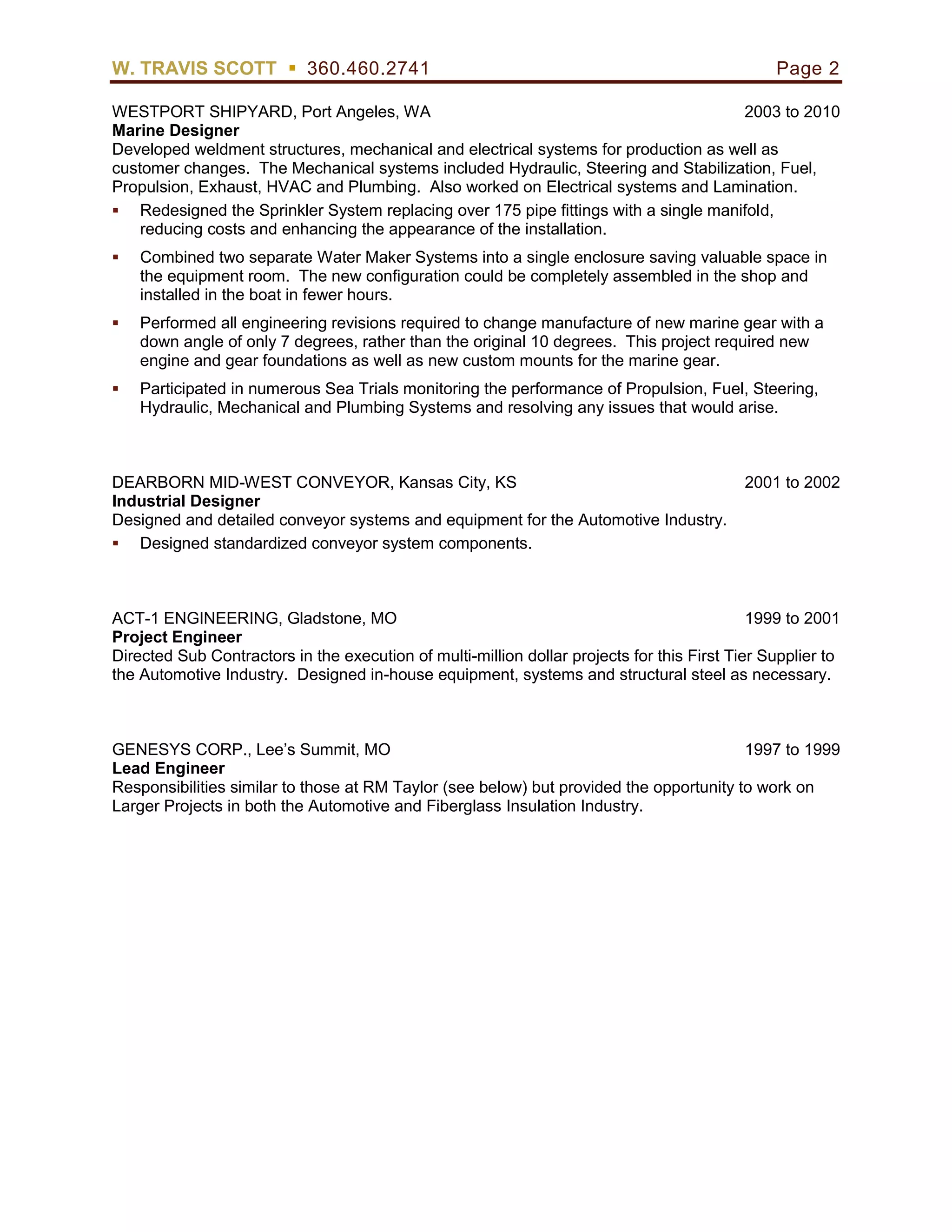 Resume - W. Travis Scott | PDF | Home Appliances | Home & Garden