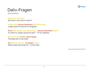Dative / Dativ - grammatical case / grammatikalischer Fall / German ...