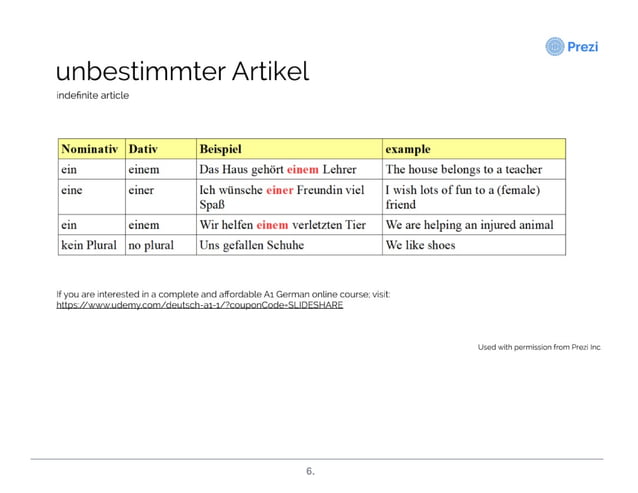 Dative / Dativ - grammatical case / grammatikalischer Fall / German ...