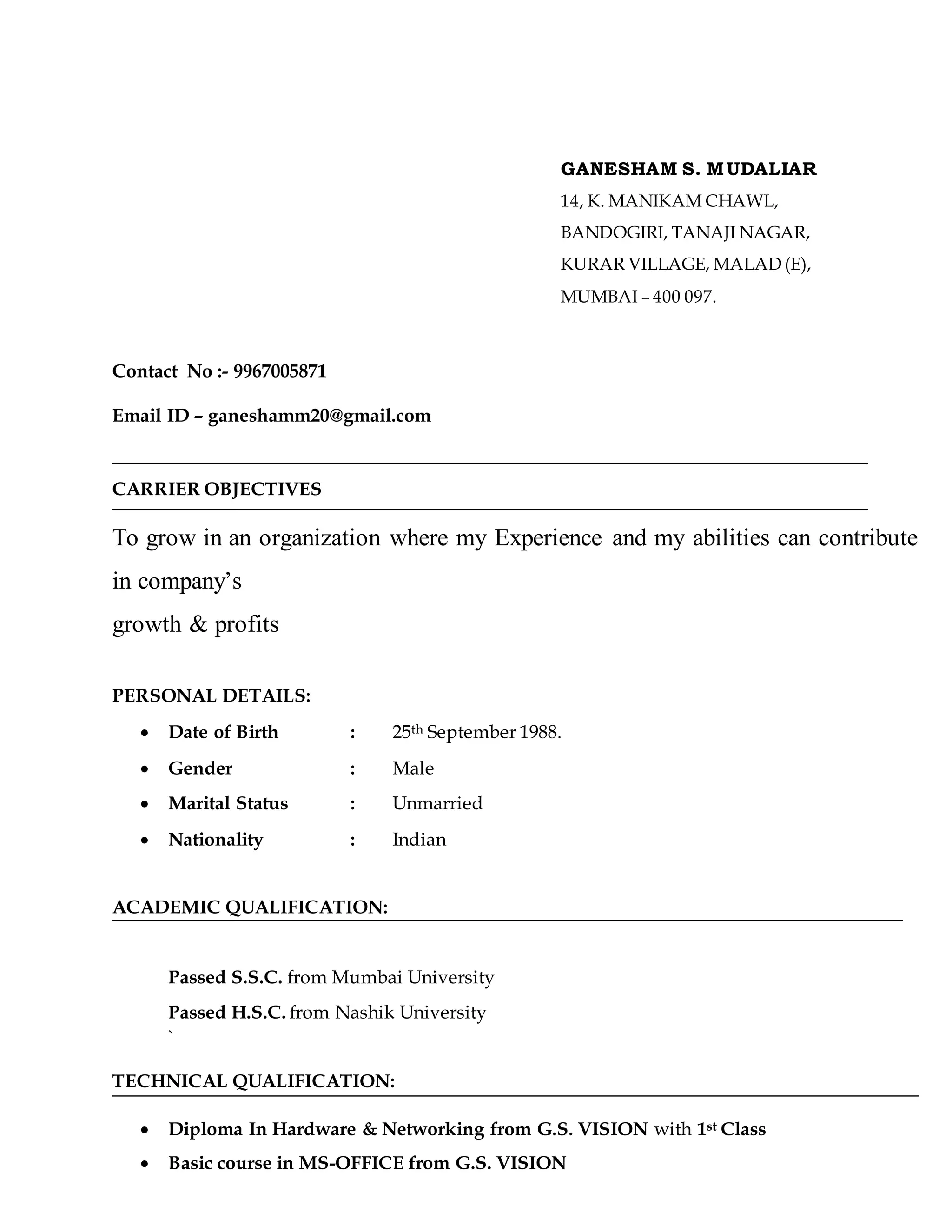 ganesh resume | PDF