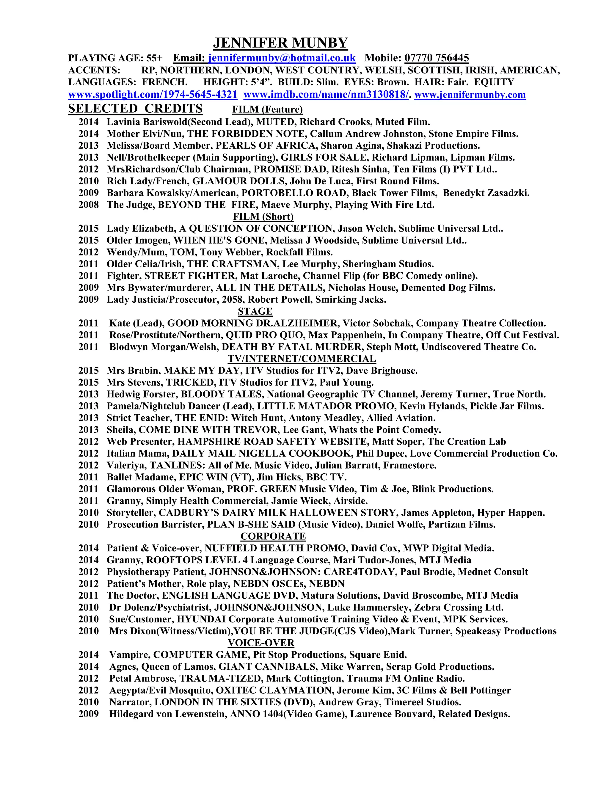 Jennifer Munby CV R22NA | PDF