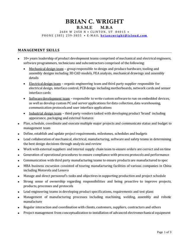 Brian Wright Resume | PDF